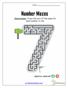 "Lucky Number Seven Sprint" Worksheet - Tracing the Maze of 7