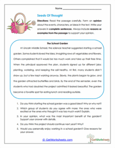 Open-Ended Questions Reading Passages Worksheets - GetWorksheets.com