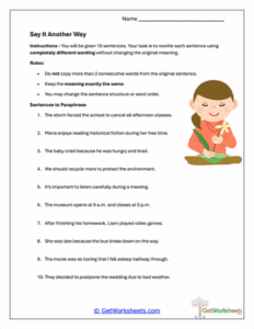 Paraphrasing Worksheets - GetWorksheets.com