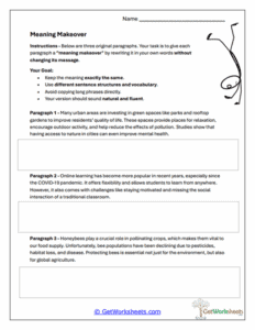Paraphrasing Worksheets - GetWorksheets.com