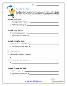Past Continuous Tense Worksheets - GetWorksheets.com