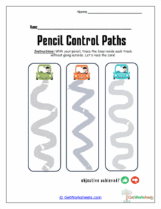 Car Racing Paths Worksheet - Pre-Writing Curve Control