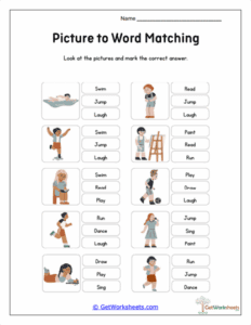 Picture to Word Matching Worksheets - GetWorksheets.com