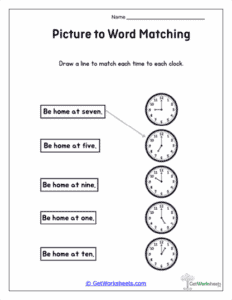 Picture to Word Matching Worksheets - GetWorksheets.com