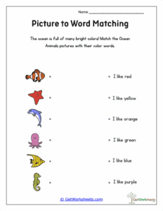 Picture to Word Matching Worksheets - GetWorksheets.com