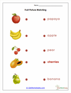 Picture to Word Matching Worksheets - GetWorksheets.com