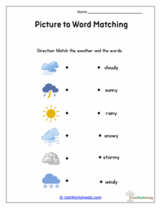 Picture to Word Matching Worksheets - GetWorksheets.com