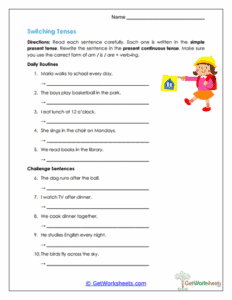 Present Continuous Tense Worksheets - GetWorksheets.com