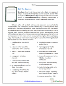 Primary vs. Secondary Sources Worksheets - GetWorksheets.com