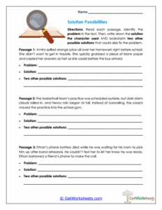Problem and Solution Worksheets - GetWorksheets.com