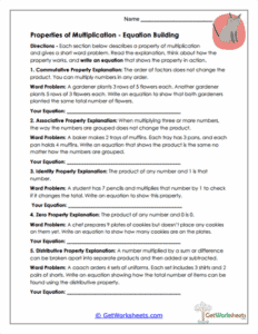 Equation Architect Worksheet - Building Multiplication Properties