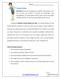 Reading Advertisements Worksheets - GetWorksheets.com
