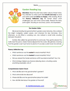 Garden Reading Log Worksheet - Reflection and Fluency Growth