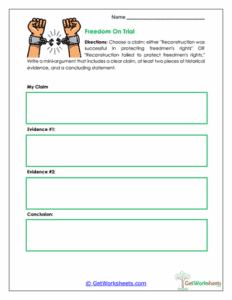 Claim Builder Worksheet - Freedmen's Rights During Reconstruction