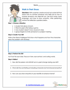 Walk in Their Shoes Worksheet - Empathy Through Skits