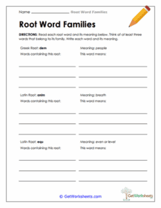 Mixed Root Practice Worksheet - Greek & Latin Vocabulary