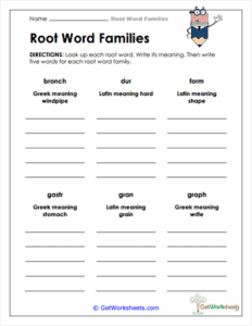 Root Word Families Worksheets - GetWorksheets.com
