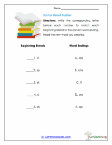 S-Blend Starter Word Builder Worksheet