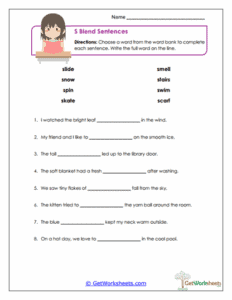 S Blends Worksheets | Phonics Collection - GetWorksheets.com