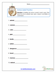 Schwa Sound Worksheets - GetWorksheets.com
