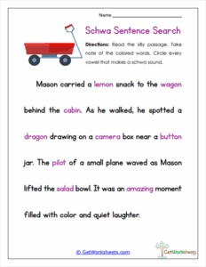 Schwa Sound Worksheets - GetWorksheets.com