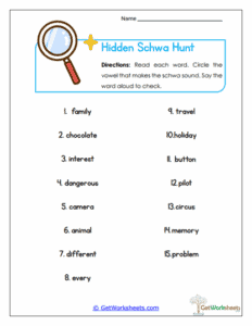 Schwa Sound Worksheets - GetWorksheets.com