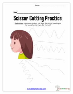 Haircut Cutting Lines Worksheet - Scissor Skills Variety