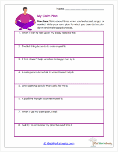 My Calm Plan Worksheet - Personal Self-Regulation Strategies