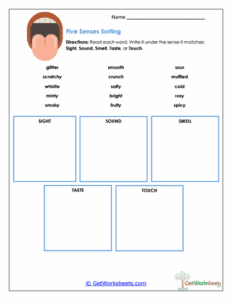 Sensory Details (Five Senses) Worksheets - GetWorksheets.com