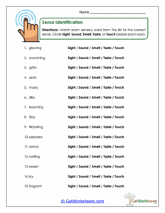 Sensory Details (Five Senses) Worksheets - GetWorksheets.com