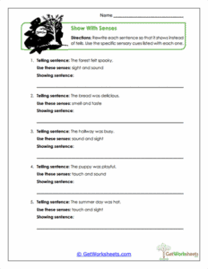 Sensory Details (Five Senses) Worksheets - GetWorksheets.com