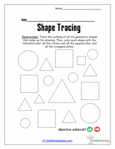 Outlines and Colors Worksheet - Shape Tracing & Color Coding