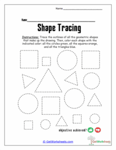 Shape Assortments Worksheet - Tracing & Color-Coded Geometry
