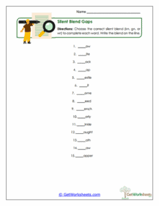 Silent Consonant Blends Worksheets | Phonics Collection - GetWorksheets.com