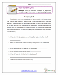 Silent Blend Reading Passage Worksheet - Blend Storytime