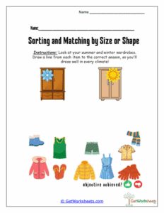 Seasonal Clothing Sort Worksheet - Weather & Clothing Skills