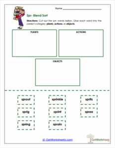 SPR Blend Word Sort Worksheet - Meaning Categories