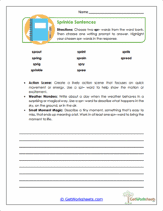 SPR Blend Creative Writing Worksheet - Sprinkle Sentences