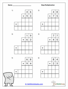 Guided Multi-Digits Worksheet - Structured Multiplication Practice
