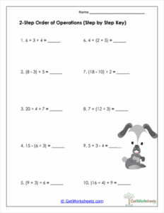 2-Step Order of Operations Worksheets - GetWorksheets.com