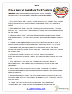2-Step Order of Operations Worksheets - GetWorksheets.com
