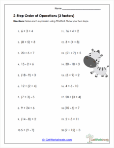 2-Step Order of Operations Worksheets - GetWorksheets.com