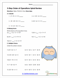 3-Step Order of Operations Worksheets - GetWorksheets.com
