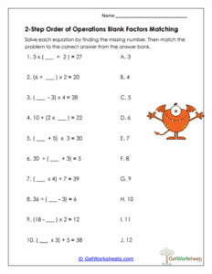 2-Step Order of Operations Worksheets - GetWorksheets.com