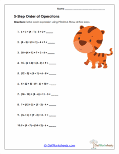 5-Step Order of Operations Worksheets - GetWorksheets.com