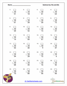 Subtract by 10s and 20s Worksheets - GetWorksheets.com