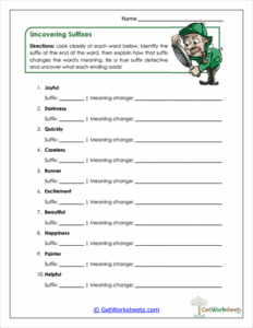 Uncovering Suffixes Worksheet - Word Meaning & Structure
