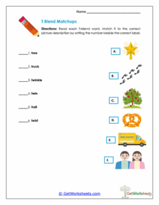 T-Blend Picture Match Worksheet - Entry Matchups