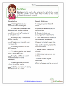 Post Wisely Worksheet - Online Etiquette & Responsible Posting