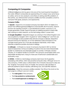 AI Company Comparison Worksheet - Exploring AI Industry Roles